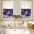 Cartoon Rocket Window Curtains Valance Set of 3 Cloud Space Stars Cute ...