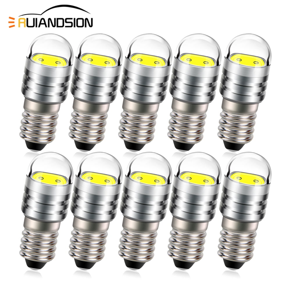 Ruiandsion E10 Miniature Screw LED Bulb 12V White Flashlight Bulb 10Pcs ...