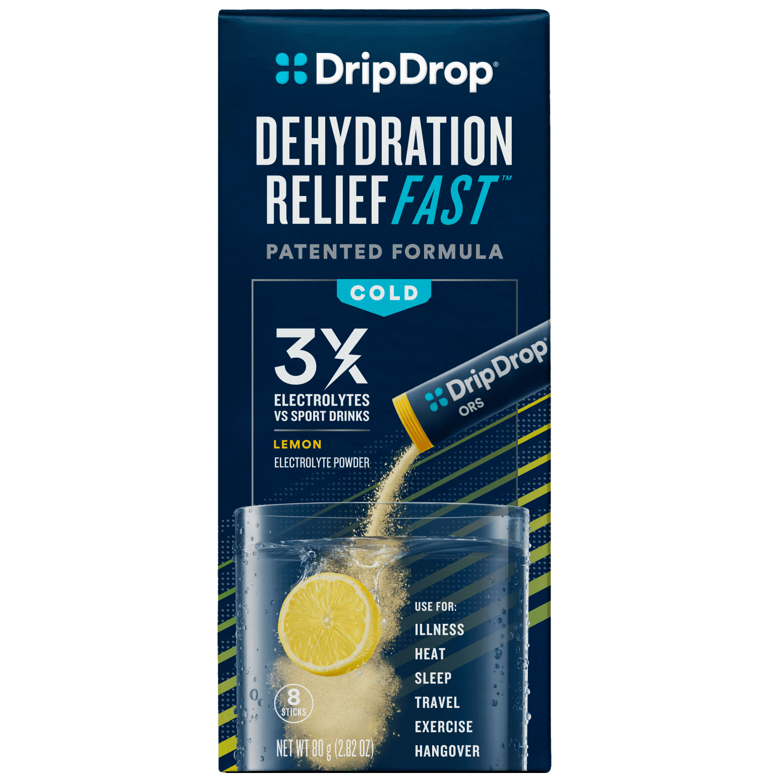 DripDrop Electrolyte Vegan Powder for Dehydration Relief - Lemon - 8ct ...