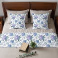 Bed Runner for King Size Bed, Blue Purple Spring Floral 3 Pcs Bedding ...