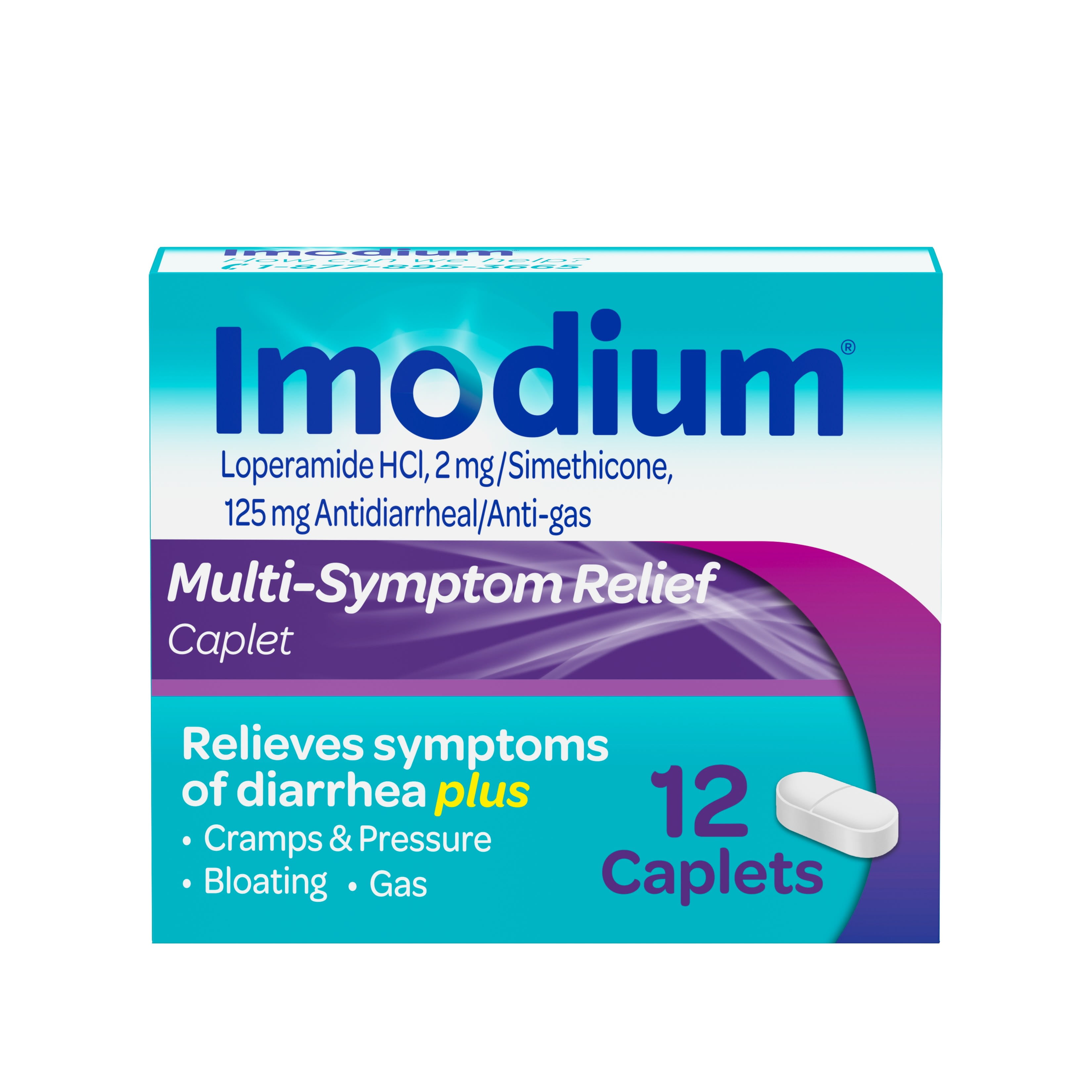 Imodium Multi-Symptom Relief Anti-Diarrheal Medicine Caplets, 12 ct ...