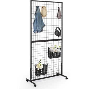 Bonnlo Free-Standing Metal Wire Grid Panel Tower, 6' x 2' with T-Base ...