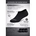 HAVENORA Men’s Lightweight Cotton No Show Socks, 3-Pack, Black, Size 10 ...
