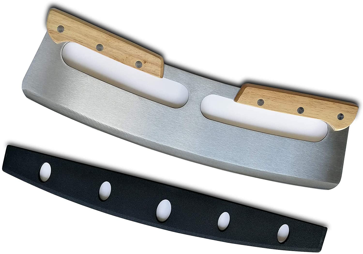 Pizza Cutter Rocker,Stainless Steel Blade Knife With Double Wooden ...