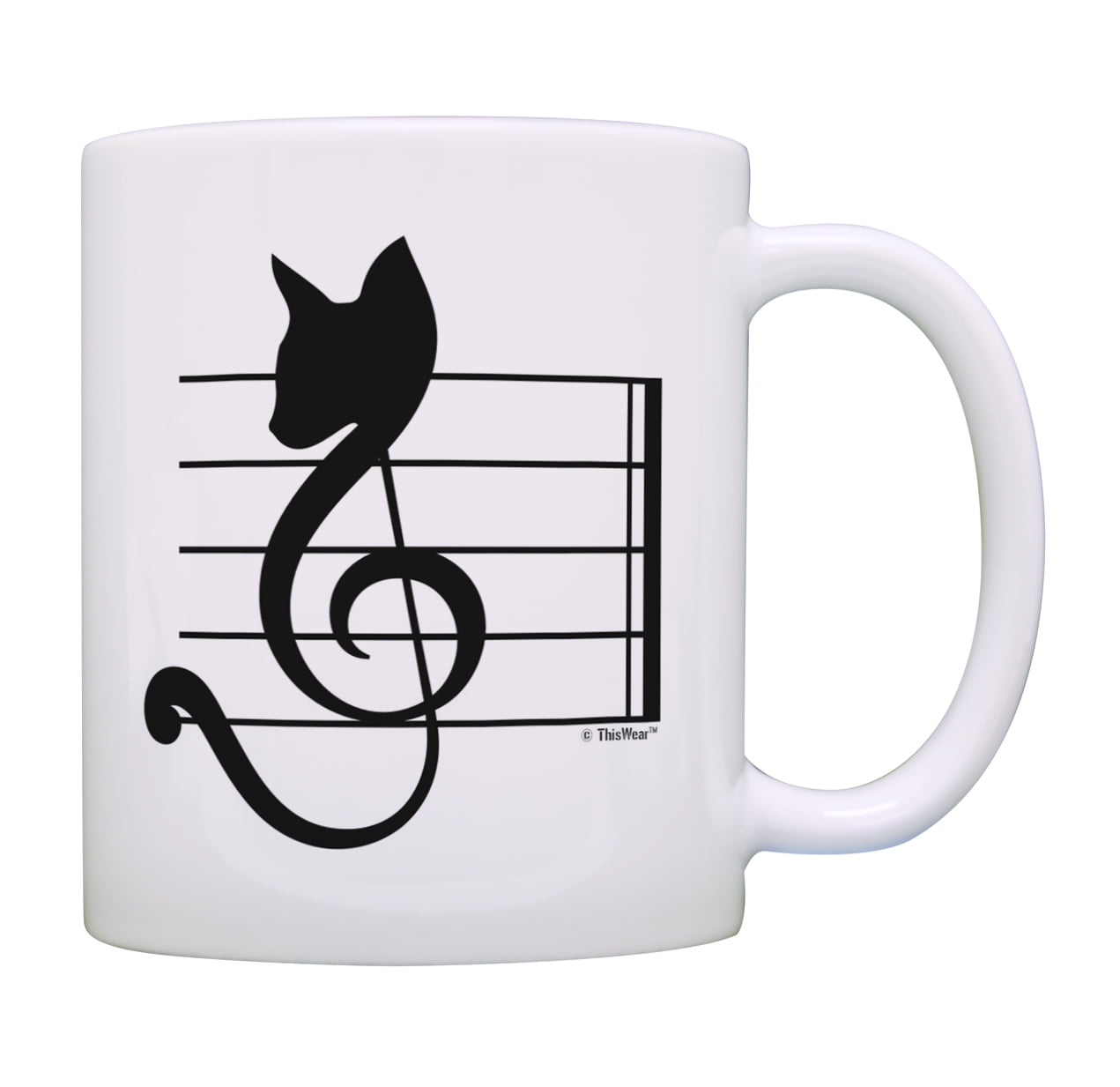 ThisWear Cat Coffee Mug Musical Cat Treble Clef Mug Music Note Gifts ...