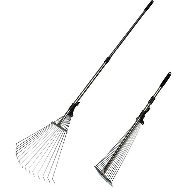 Bilot Garden Leaf Rake Adjustable Lightweight Telescopic Metal Rake ...