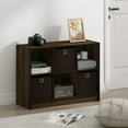 Furinno Basic 6 Cube Wood Bookshelf Storage Organizer with Bins, Brown ...