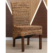 Louisa Abaca Exotic Dining Chair with Cushioned Seat and Mahogany Frame ...