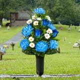 Sympathy Silks Artificial Floral Arrangements - Blue Rose & Light Blue ...