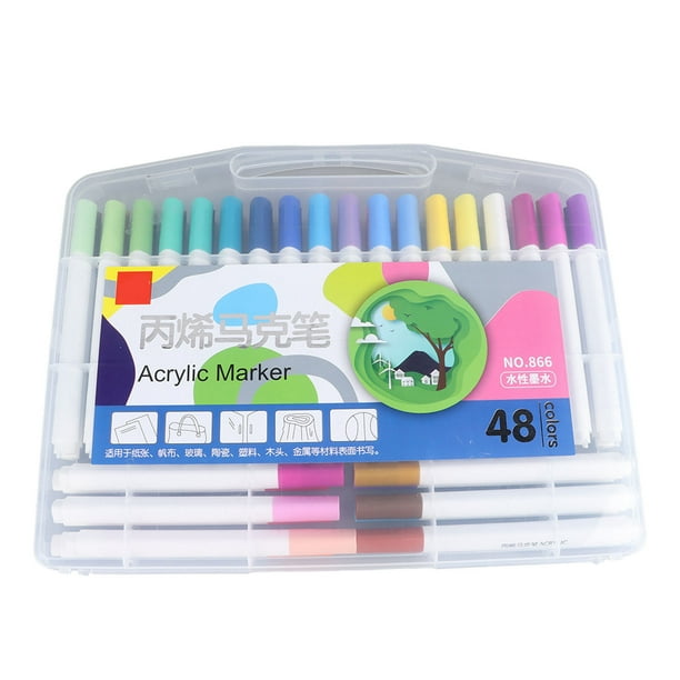 48 Colors Acrylic Paint Marker Pens Triangular Shell Smoothly Writing ...