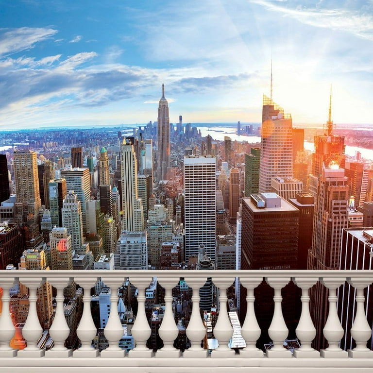 Blue Background White Fence