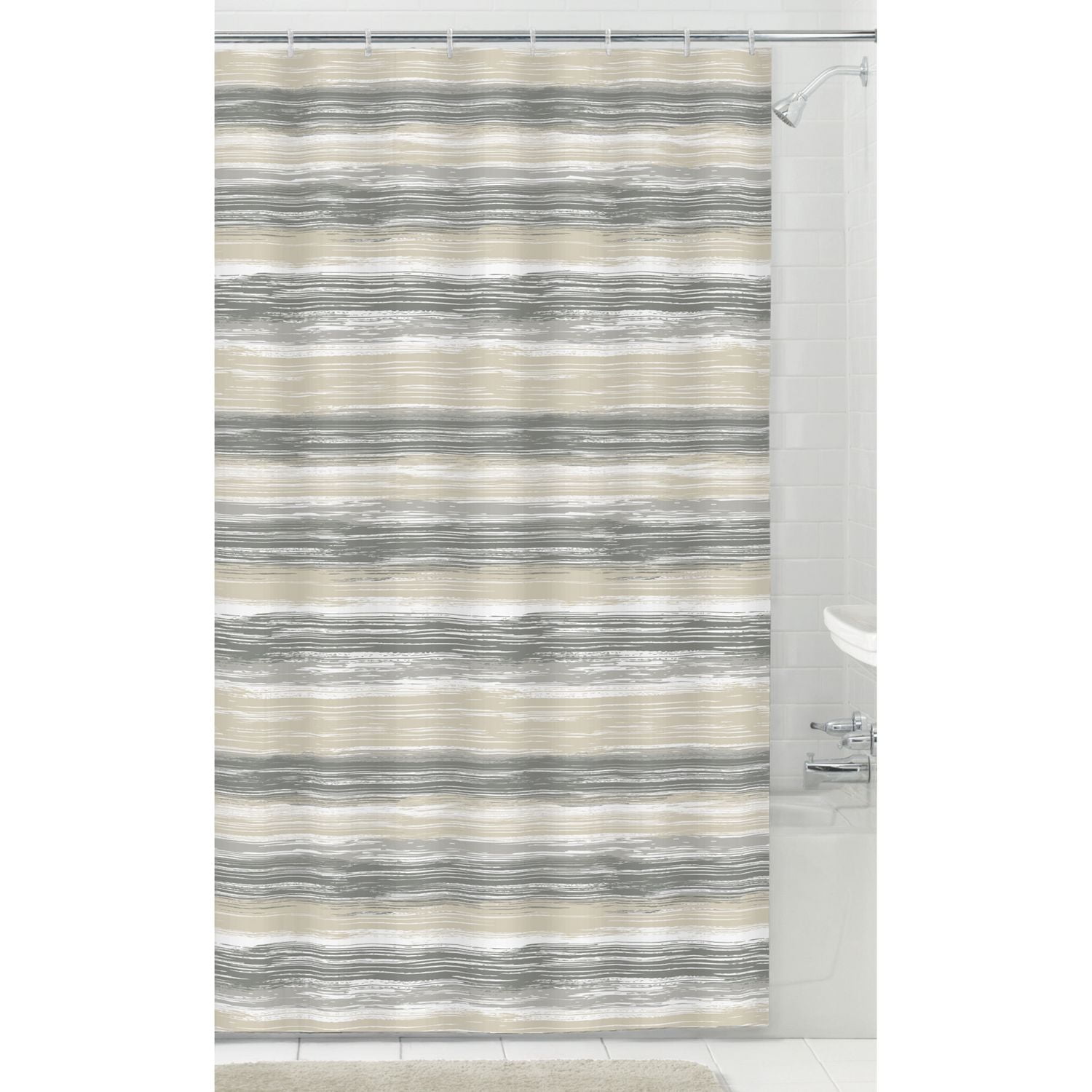Click here for Hometrends Fabric Shower Curtain  Grey And Tan 70... prices