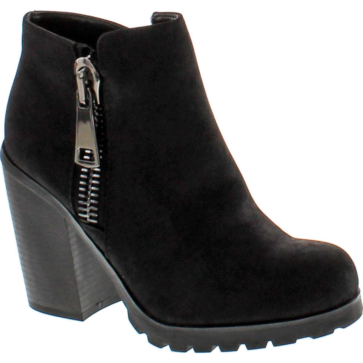 SODA - Soda Women's Daily Faux Nubuck Leather Side Zipper Ankle Bootie ...