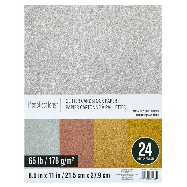 12 Packs: 24 ct. (288 total) Metallic Glitter 8.5" x 11" Cardstock ...