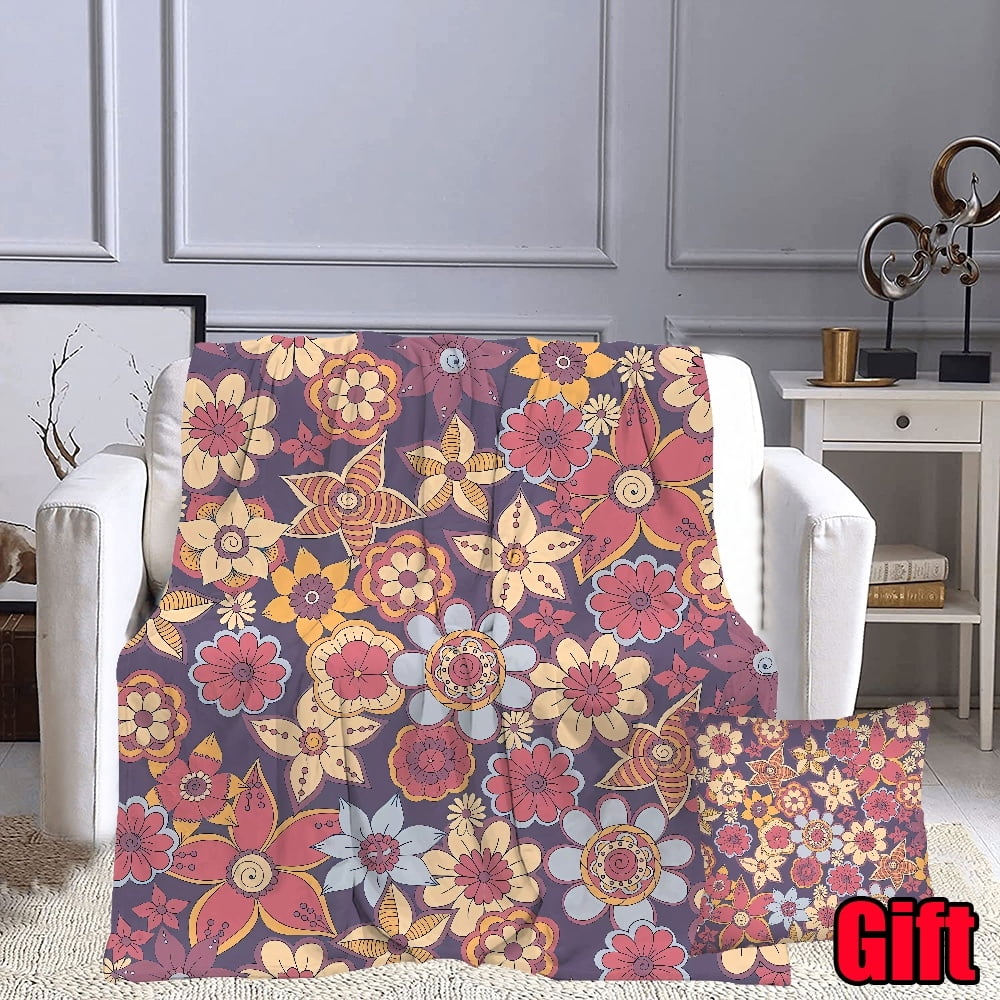 Bohemian Retro Throws Blanket With Pillow Case For Sofa Couch Summer ...
