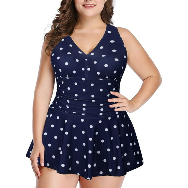 Plus Size One Piece Bathing Suit For Women Floral Swim Dress Tummy