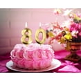 80th Anniversary Candles, Gold Number 80 Topper for Birthday Cake ...