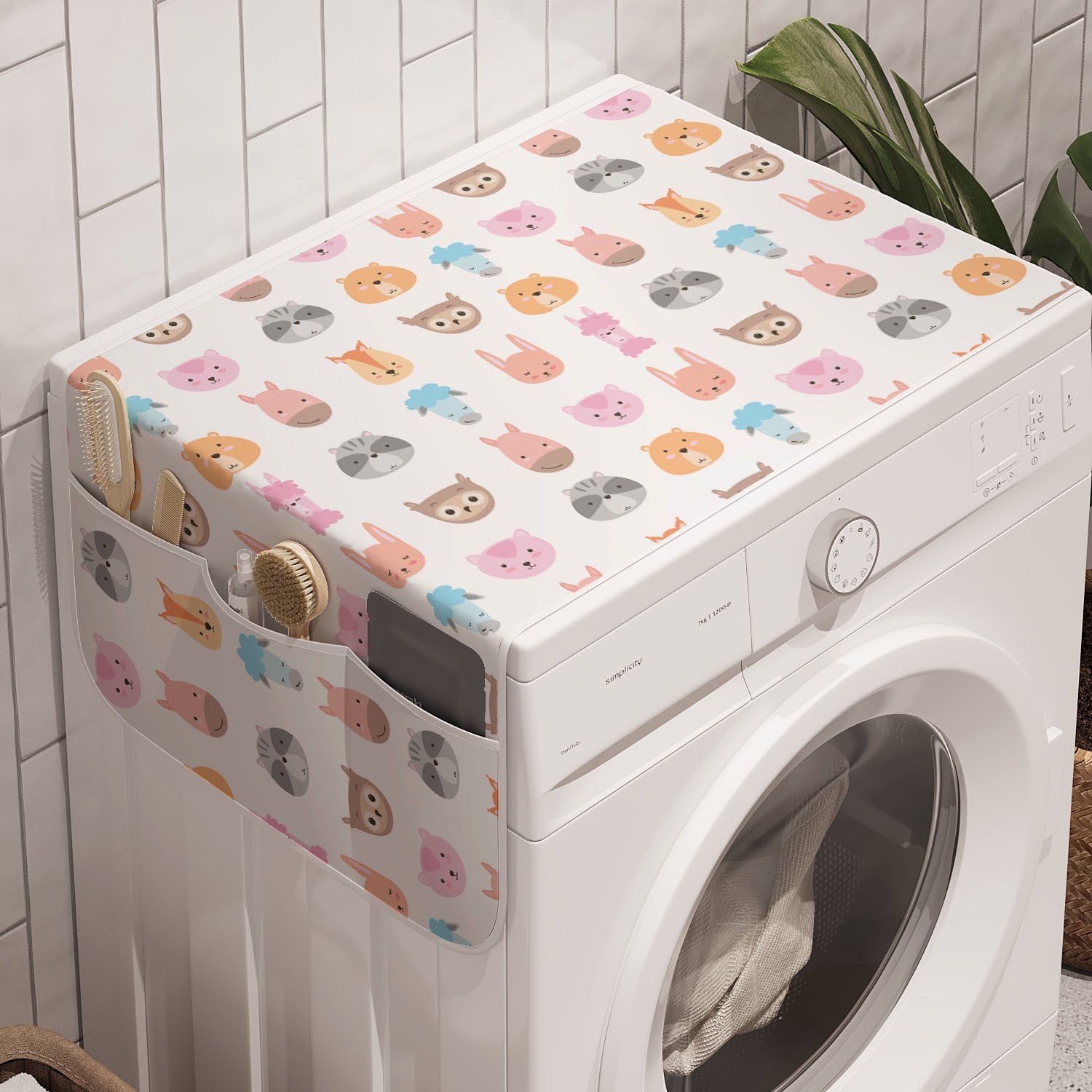 Cartoon Washing Machine Organizer, Animals Zoo Cat Llama Horse Sheep ...