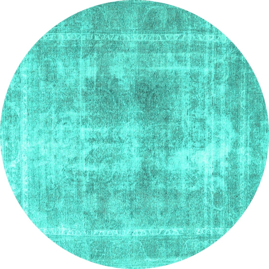 Ahgly Company Machine Washable Indoor Round Persian Turquoise Blue ...