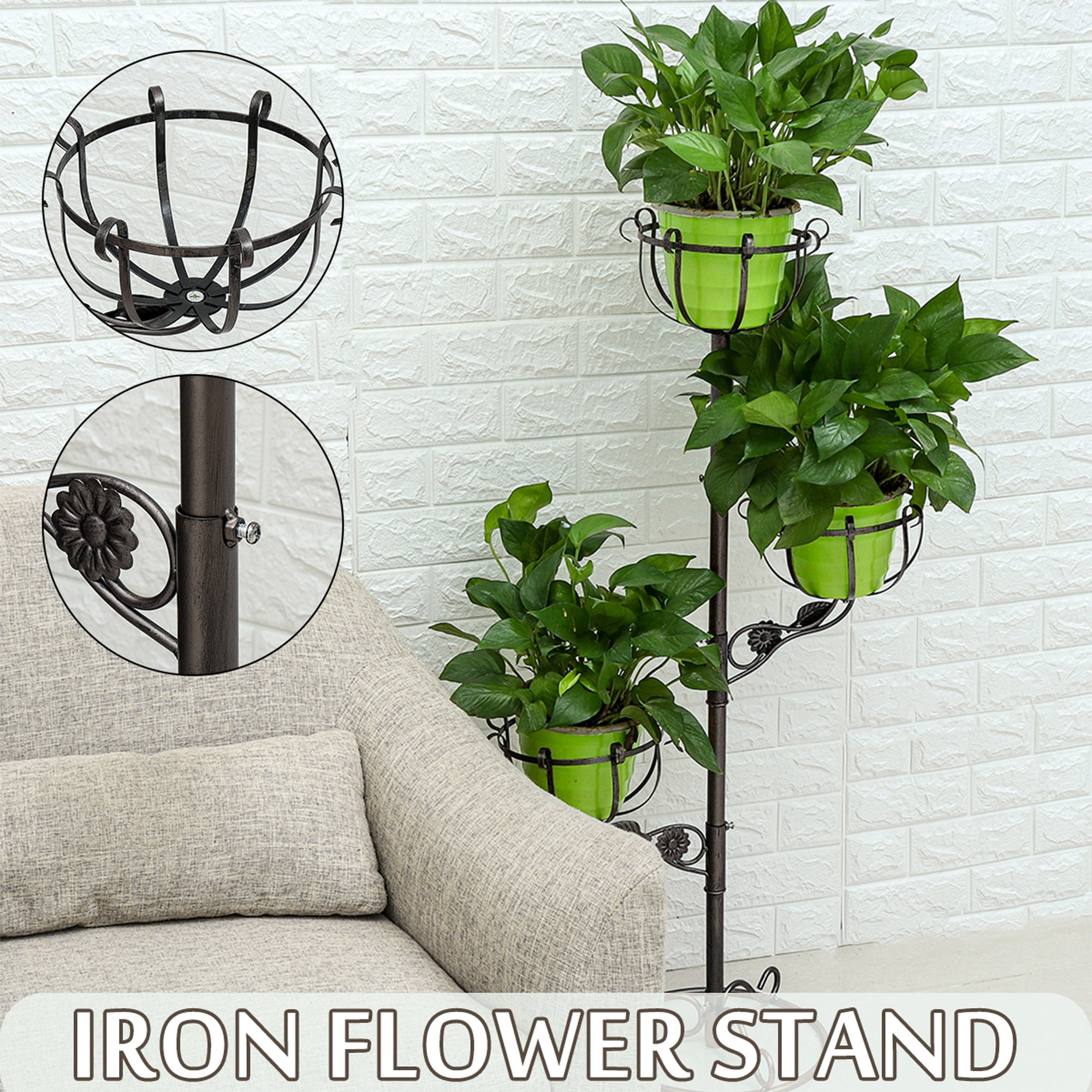 SAYFUT Plant Pot Stand Flower Display Metal Shelf Garden Patio Corner ...