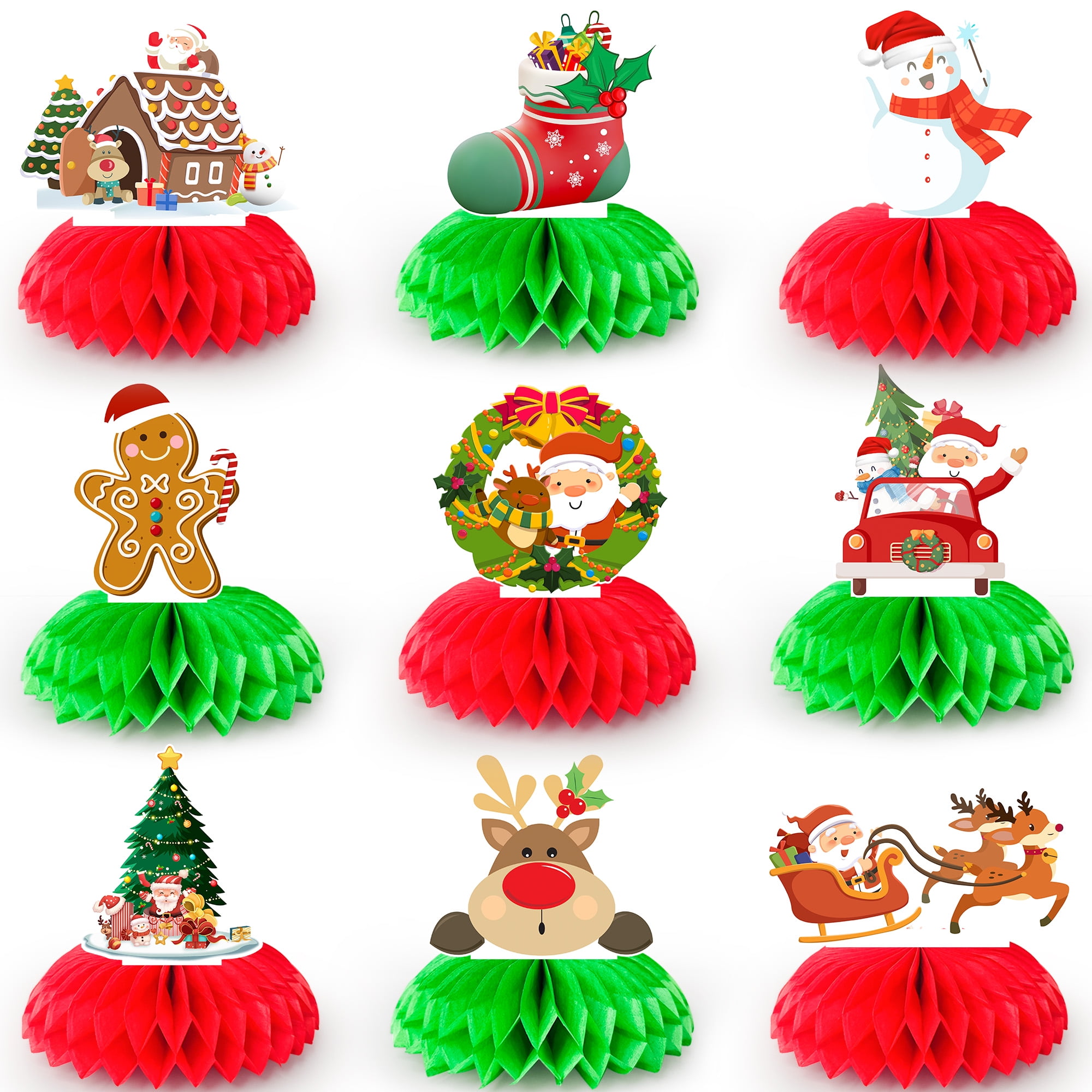 Click here for Inboxxarty 9pcs Merry Christmas Red Honeycomb Tabl... prices