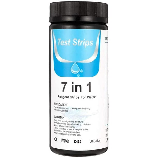 50 Pcs Ph Test Strips Chlorine Test Strips 7 in 1 Water Quality Dipping ...