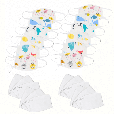 5 Pack Animal Kids Reusable Face Masks, Washable Polyester Blend Mask ...