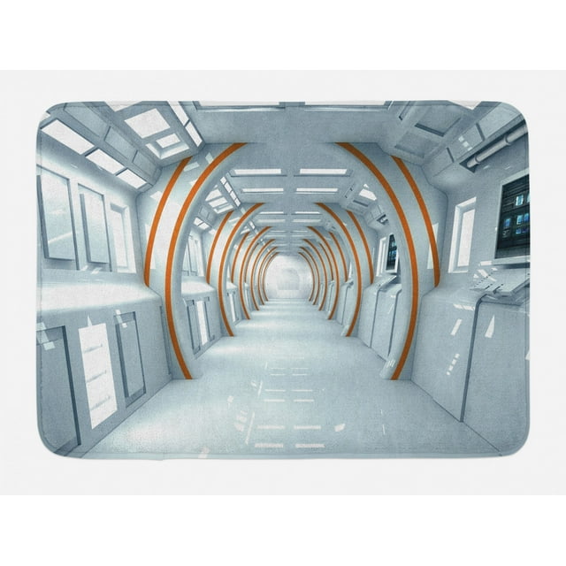 Fantasy Bath Mat, Futuristic Hallway of Spaceship Digital Architecture ...
