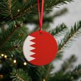 Bahrain Country Flag Christmas Tree Holiday Round Ceramic Ornament ...