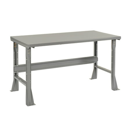 Mobile Adjustable Height Workbench, Shop Square Edge, 72"W x 36"D, Gray ...