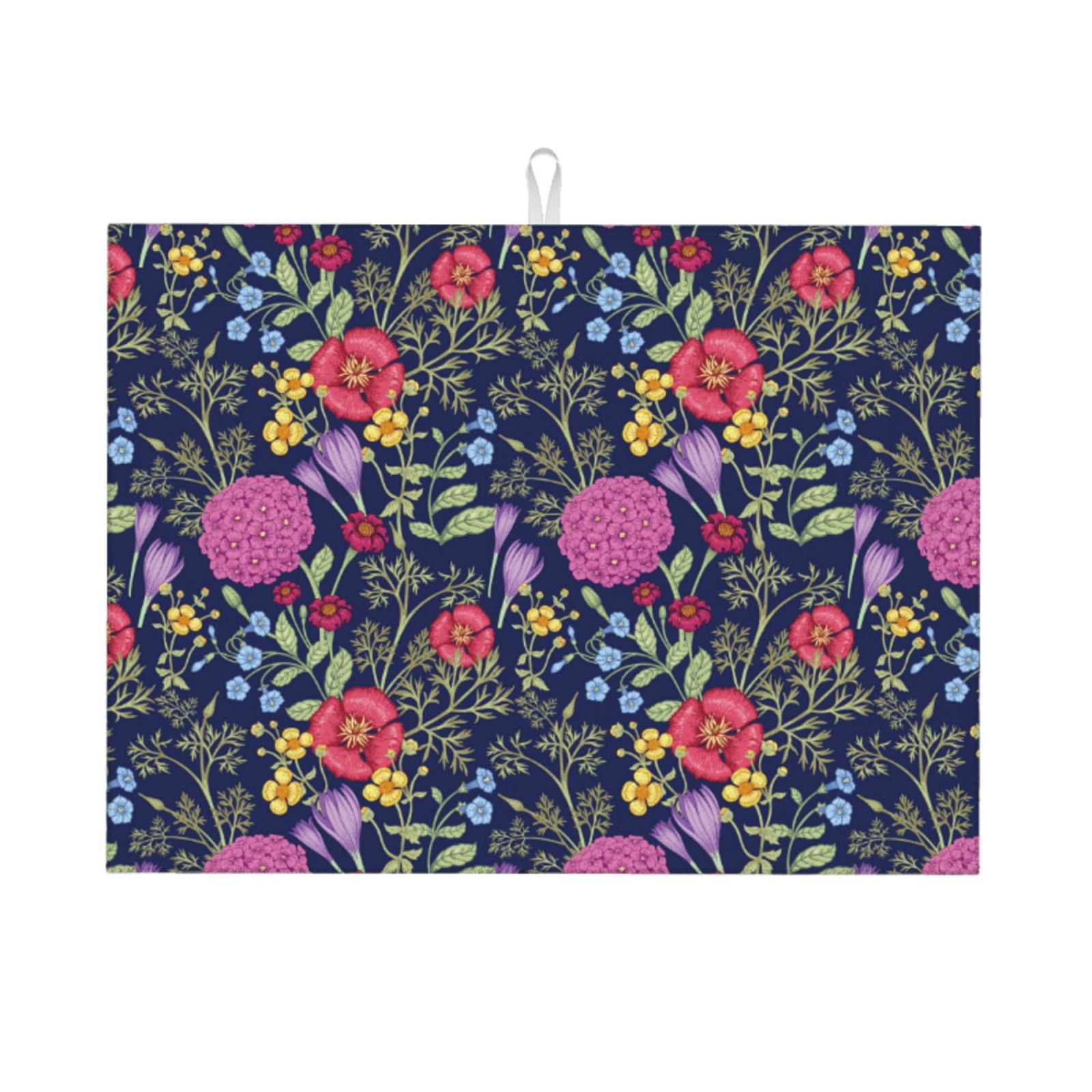 Click here for Vsdgher Floral Print Dish Drying Mat Super Absorbe... prices