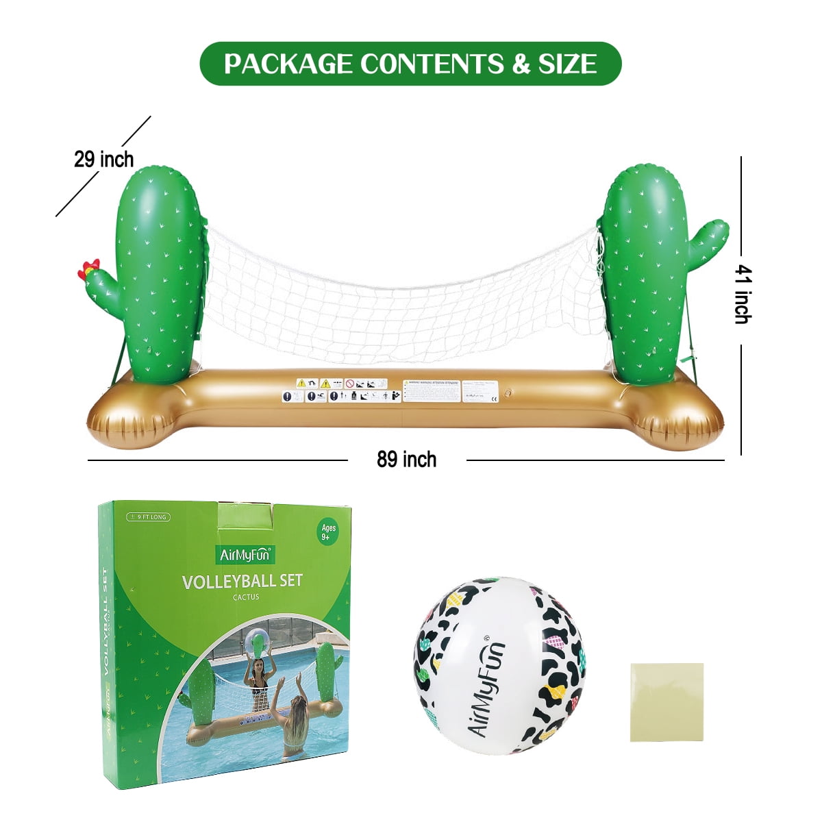 Buy Fisca 89 x 29 x 40 Cactus Look Inflatable Pool Volleyball Net Set ...