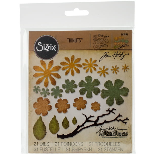 Sizzix Thinlits Dies By Tim Holtz 21/Pkg-Small Tattered Florals - Walmart.com