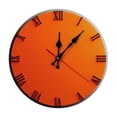 1pc 2D Flat, Silent Round Wall Clock Orange Clock Face Roman Numerals ...