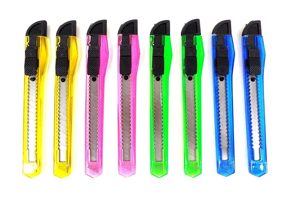 Retractable Razor Cutter Knife Box opener Assorted Color 8pc / Per Pack ...