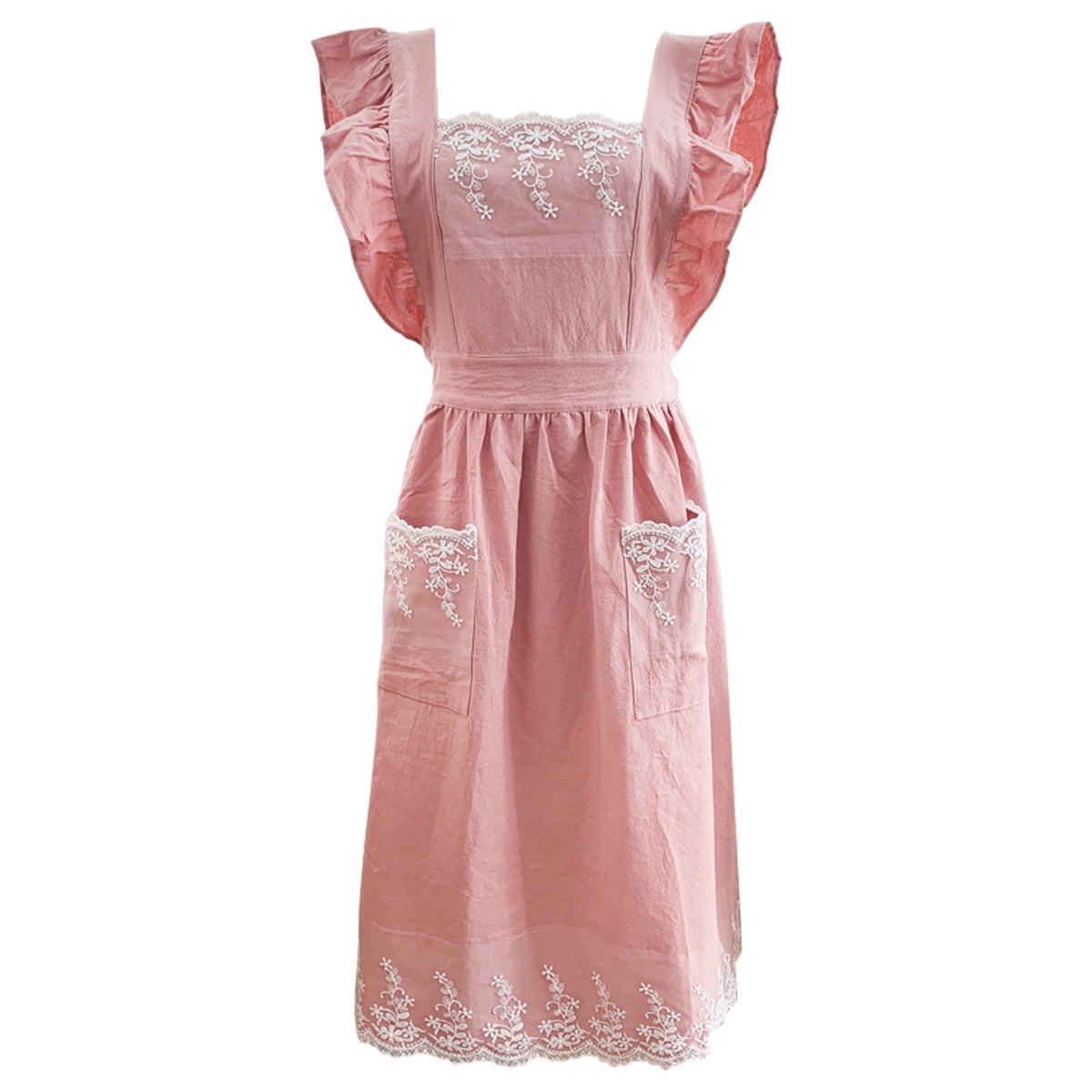 Vintage Cute Maid Ruffle Apron for Women Girls Apron Pinafore with Two ...