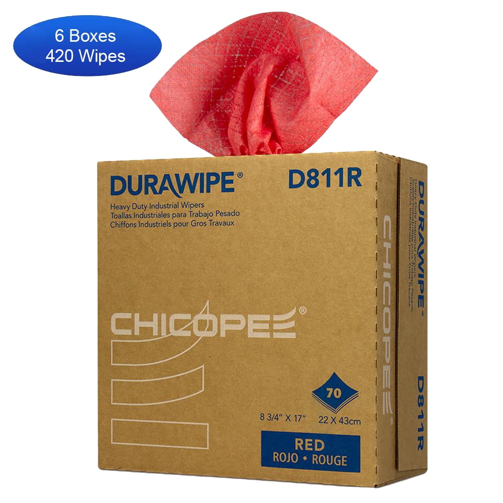 Durawipe 8.75" x 17" Red Heavy Duty Wipers - 420 Wipes/Pop-Up Box D811R ...