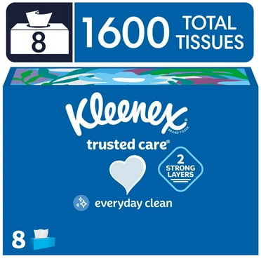 Kleenex Trusted Care Facial MMF7 Tissues, 8 Flat Boxes, 200 Tissues per Box, 2-Ply, Packaging ...