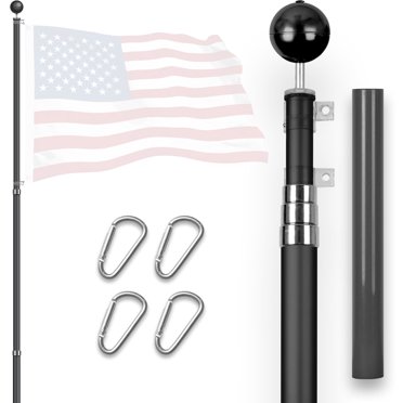 Service First 25ft Telescoping Flagpole Kit - Silver Edition with ...