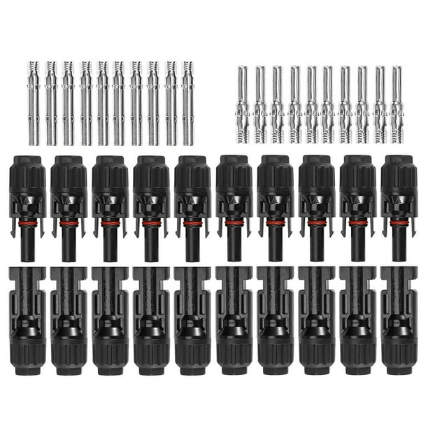 Juego de conectores solares MC4 de 10 a 100 pares de enchufes y tomas, aptos para cables de 2,5 ...
