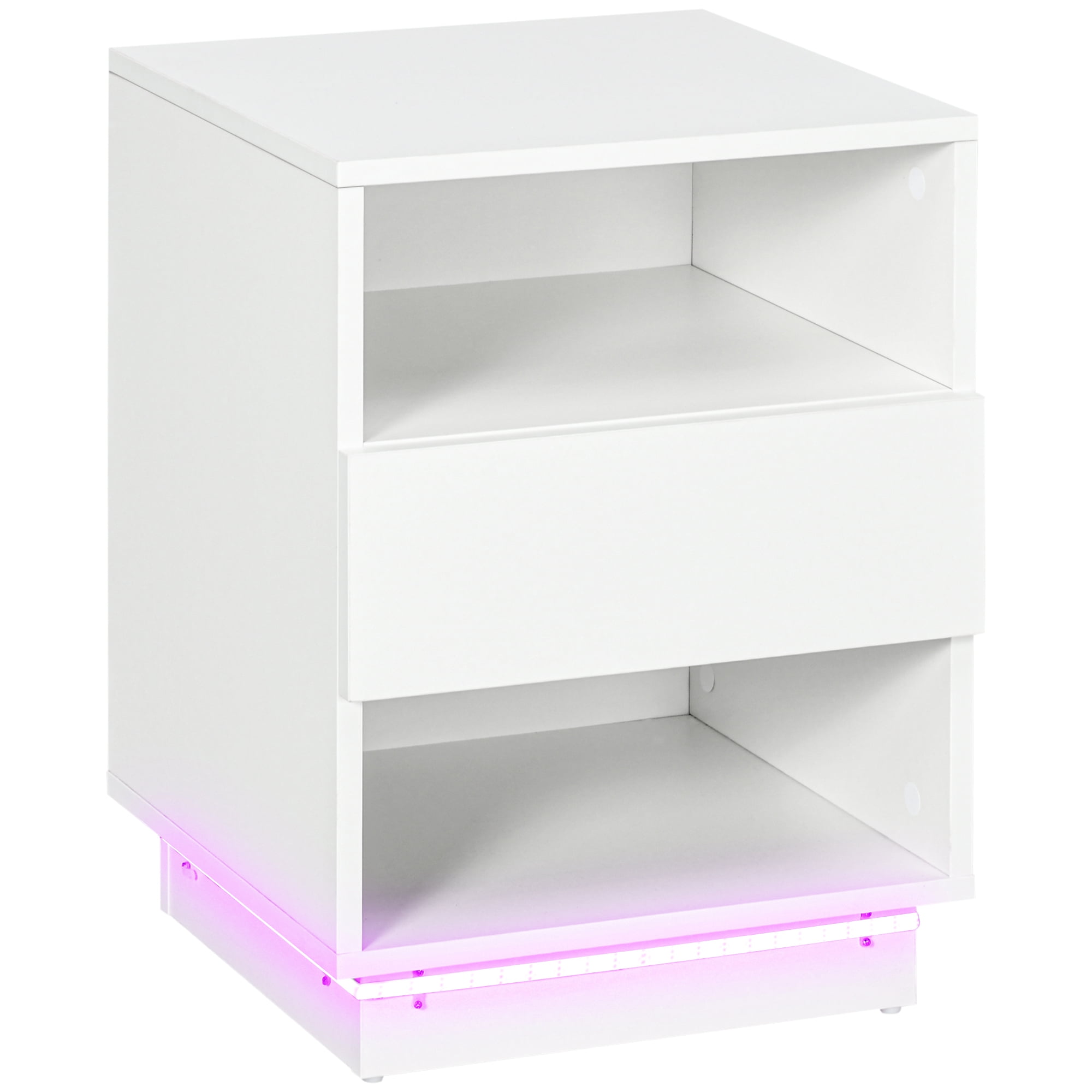 Click here for Homcom Bedside Table  Nightstand W/ Led Lights  Dr... prices