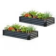 2PCS Black 6×3×1ft Metal Raised Rectangle Garden Planter Beds for ...