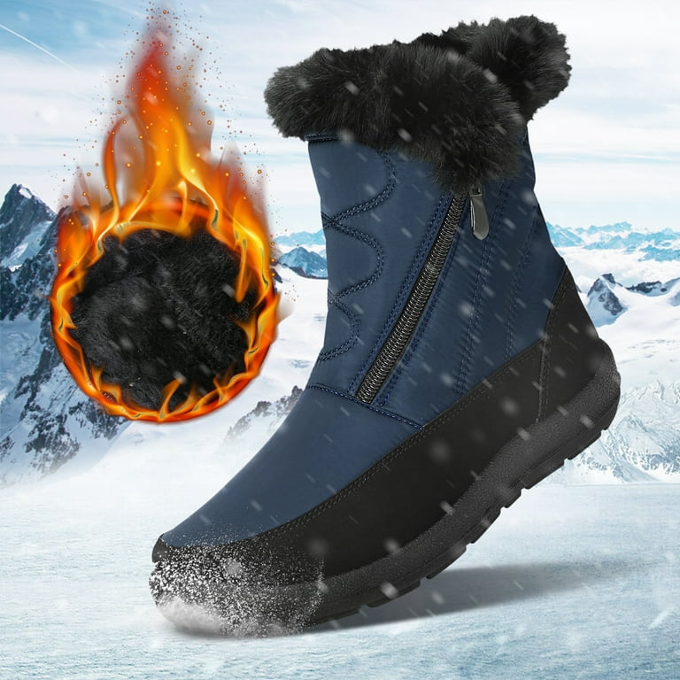 gracosy Snow Boots Warm Women s boots Plus fleece Ankle Boots Outdoor Slip On Fur Lined Winter Short Booties Anti Slip Comfort Zipper Shoes Waterproof Walmart