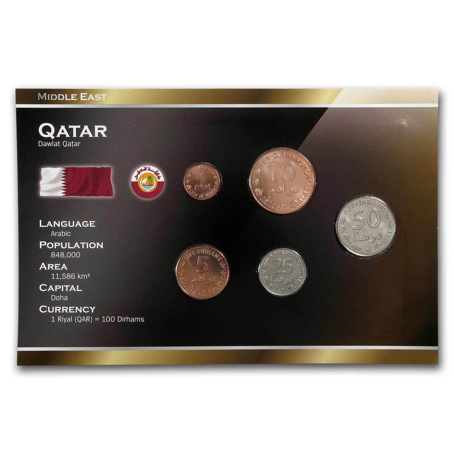 Qatar 1 - 50 Dirhams 5-Coin Set BU - Walmart.com