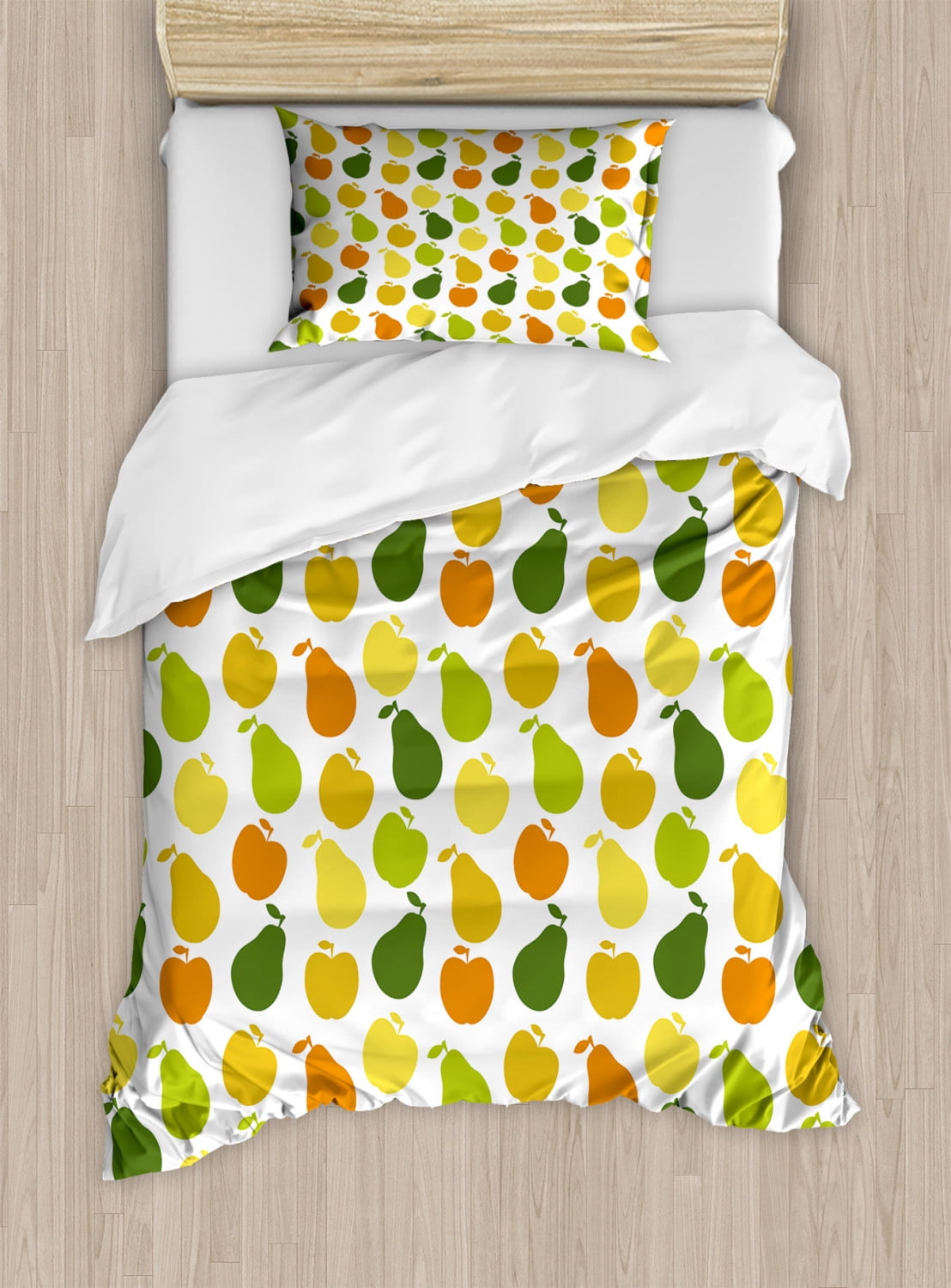 Fruits Duvet Cover Set Twin Size, Apple and Pears Food Botany Fresh ...