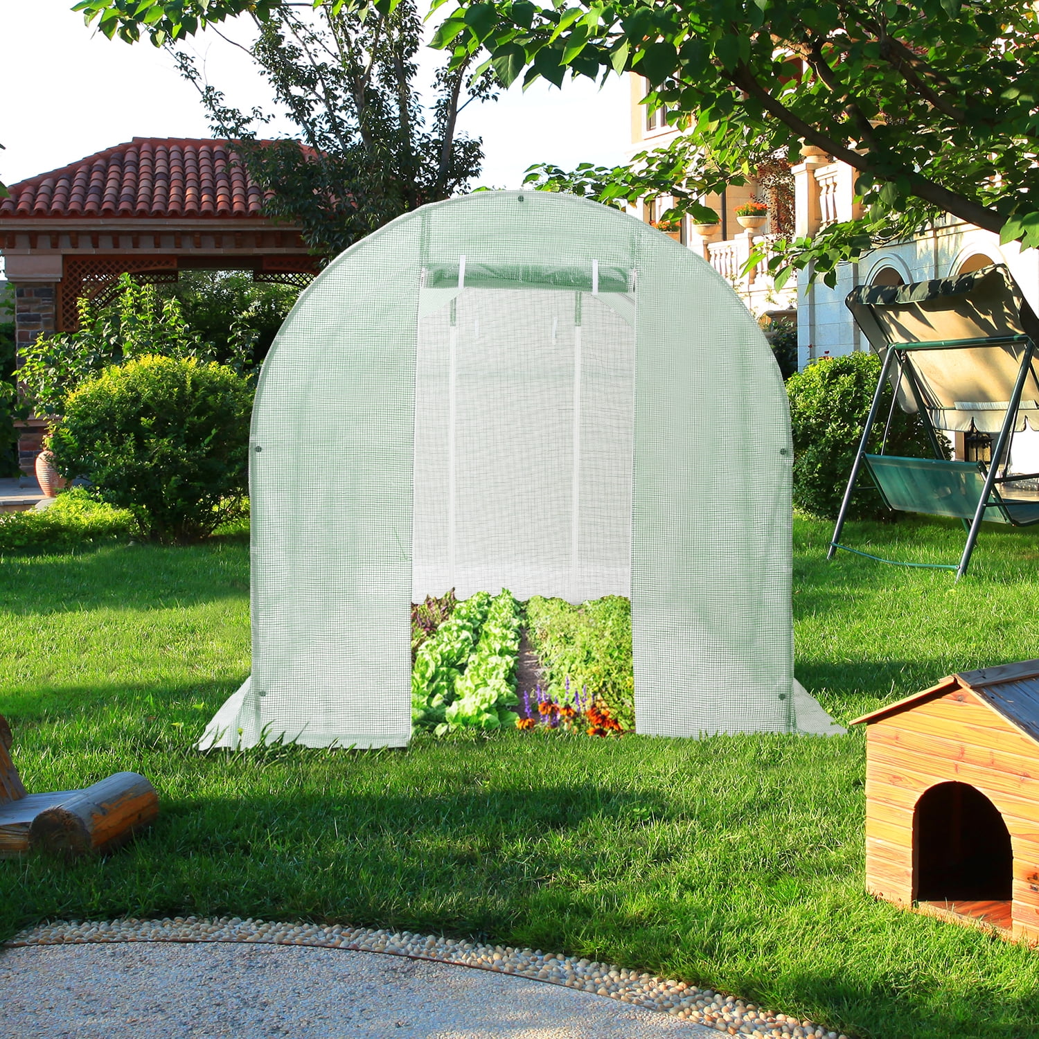 Outdoor Basic Patio Greenhouse Walk-in Green House 7'x12'x7' Portable ...