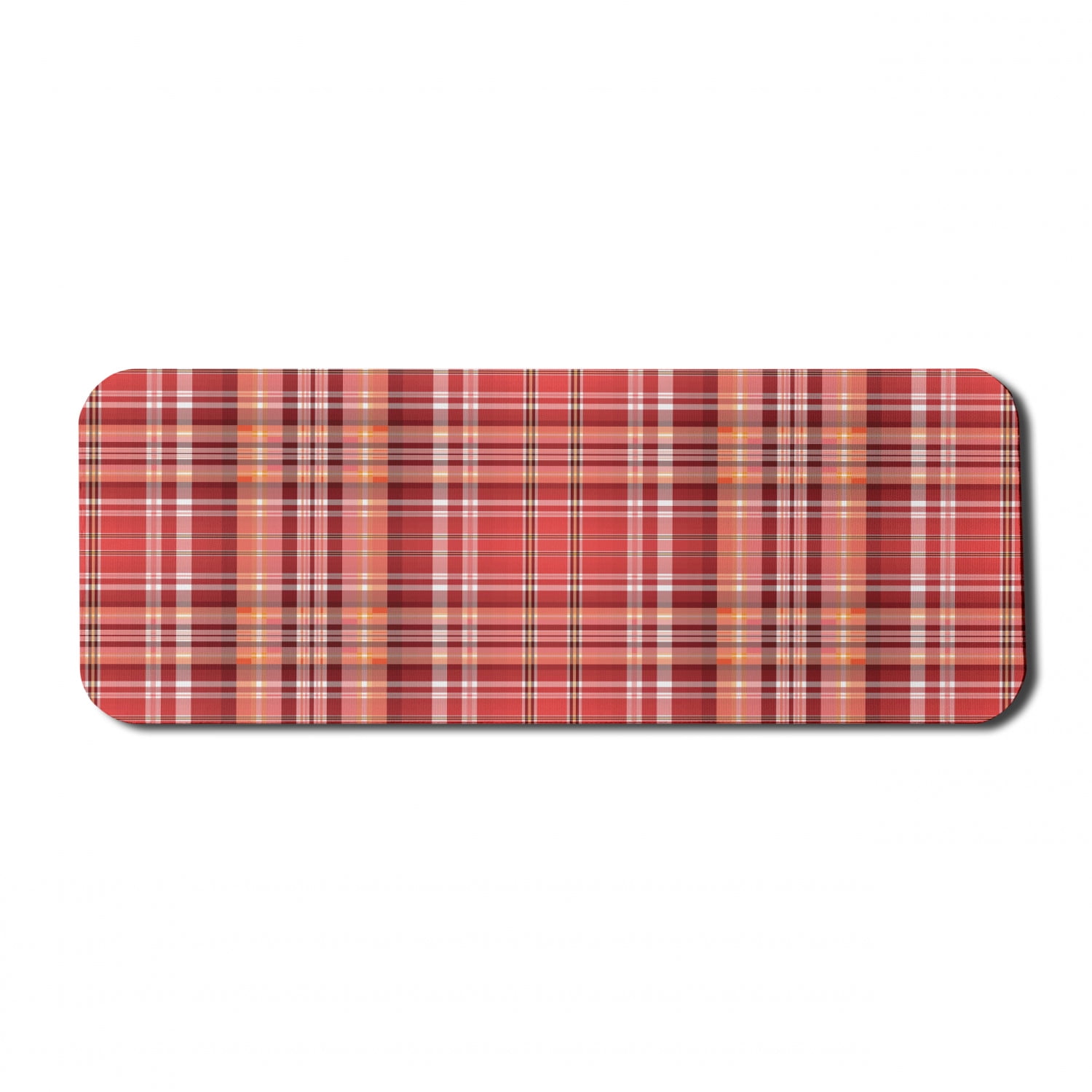 Checkered Computer Mouse Pad, Red Pink Orange Geometric Pattern White ...
