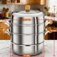 3-Tier Heavy-Duty Stainless Steel Steamer Pot with Glass Lid-Large ...