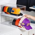 2 Pack Hat Organizer for Baseball Caps, Clear Hats Holder Box with ...