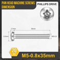 URIJDAS-M5-0.8x35 Pan Head Machine Screws - 20pcs - Good for Machinery ...